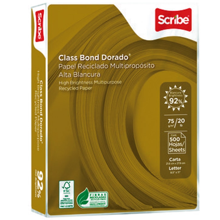 Papel Class Bond Dorado Scribe Paquete 500 Hojas Carta Sears