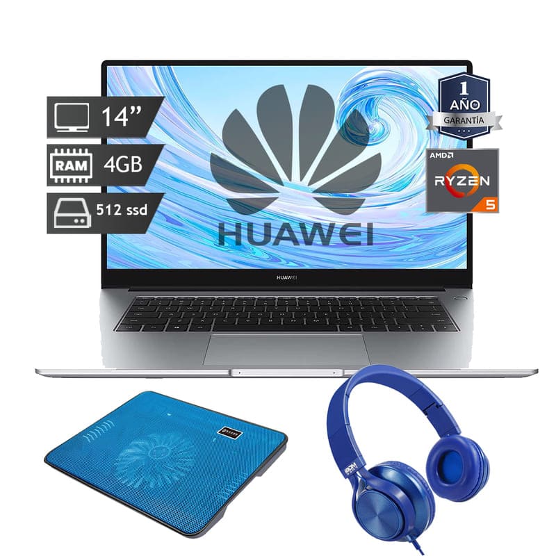 Laptop gamer huawei matebook ryzen 5 - 512gb-8gb + base + audifonos - Sears