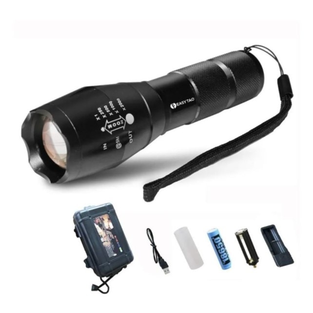 Lampara táctica de mano 3000 lumen cree led t6 recargable ljx - Sears