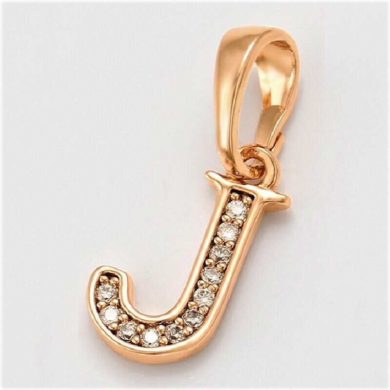 Dije letra j baño de oro rosa incluye cadena y caja para regalo ...