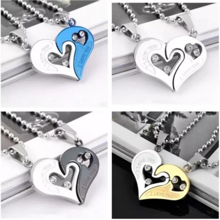2 collares de corazon para pareja regalo amor novios detalle - Sears