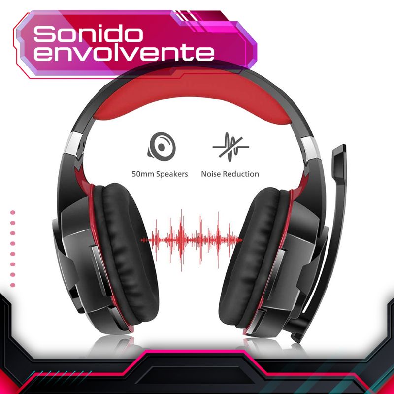 Audífonos headset gamer con micrófono kotion each g2000 rojo - Sears