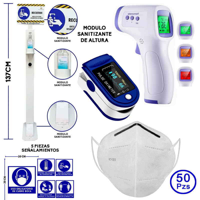 Kit termometro digital infrarrojo, dispensador de gel actibacterial ...