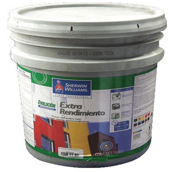 Cubeta de pintura vinílica mate blanco evoluciÓn sherwin williams - Sears