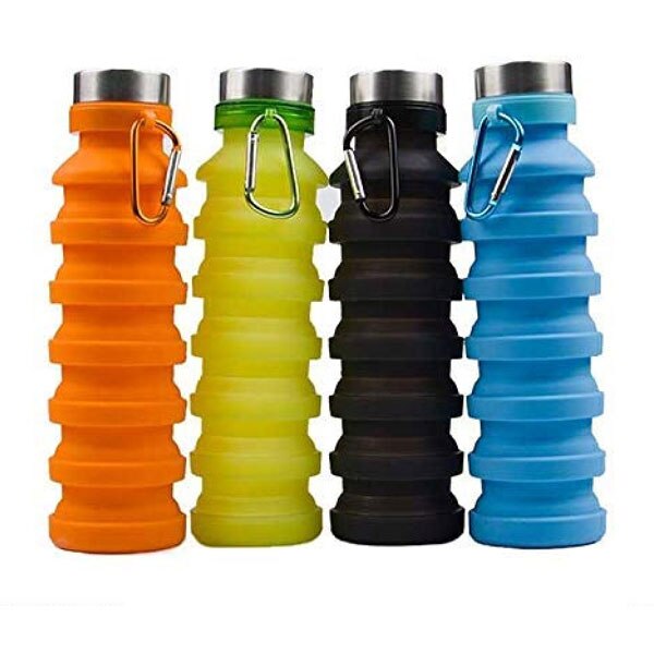 Termo plegable silicón flexible botella vaso tapa de acero inoxidable ...