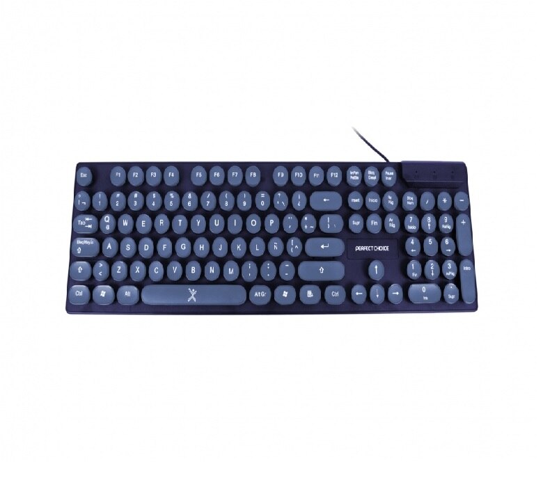 Teclado almbrico round usb perfect choice azul pc-201083 tecla redonda ...