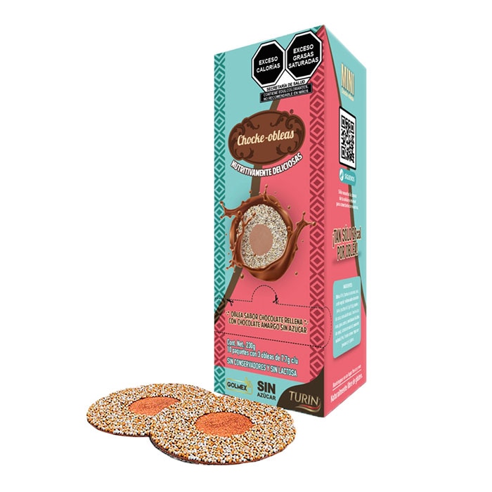 Chocke obleas mini rellena con chocolate amargo sin azucar, paquete de ...