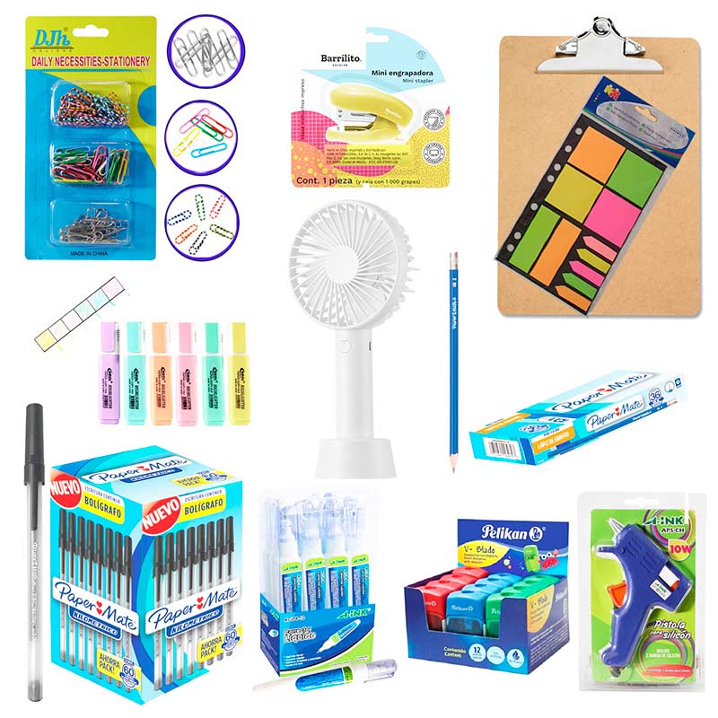 Kit escolar y de oficina 132 pzas ideal para trabajos escolares - Sears