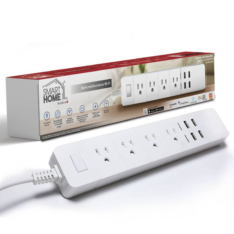 Extensión multicontactos inteligente wifi y 4 puertos usb smart home ...