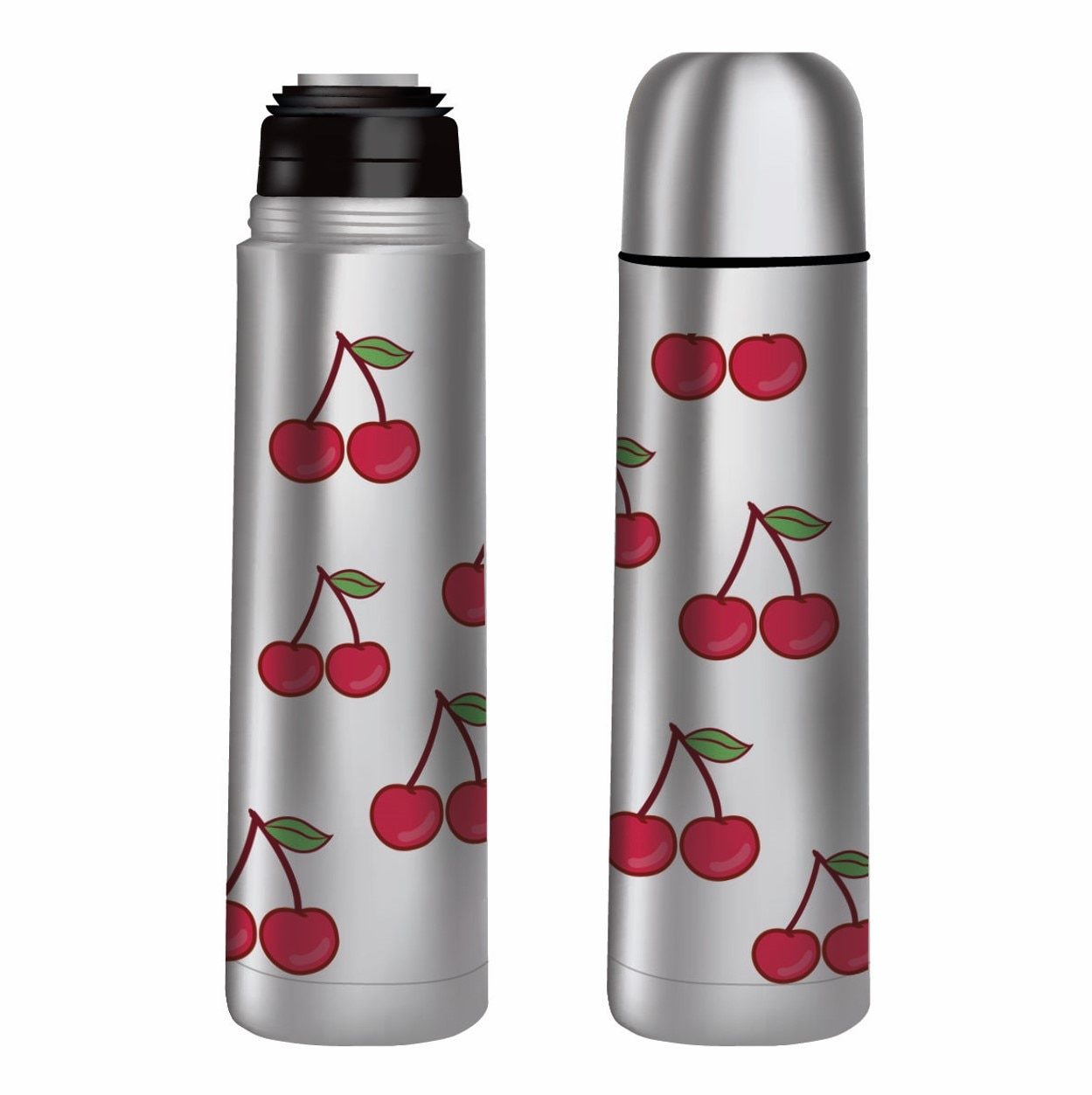 Termo Cilindro Bala Cerezas Plata 500 Ml Sears