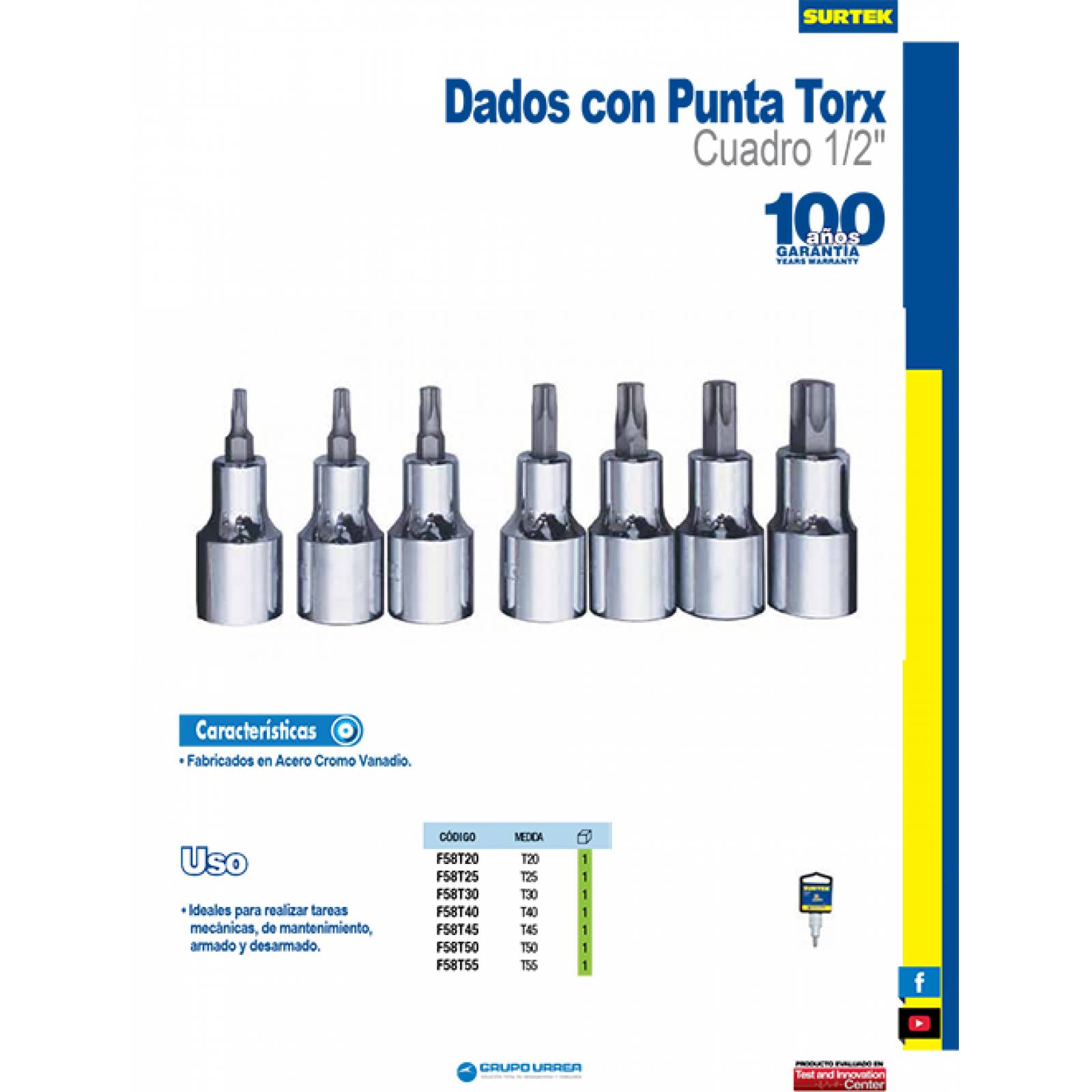 Dado 1/2 Punta Torx T25 F58t25 Surtek