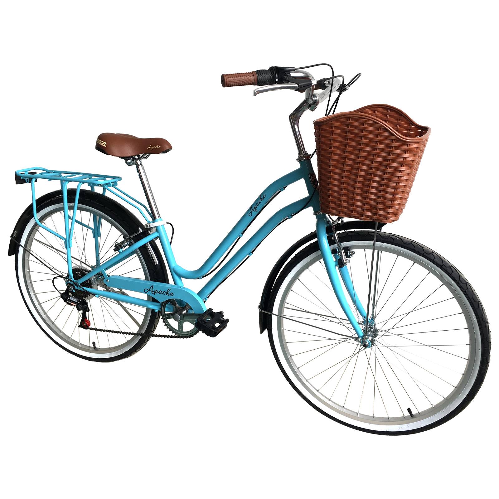 Bicicleta Urbana Apache Glam R26 Vintage Canastilla Azul