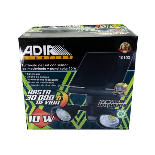 Lámpara Led 10w Sensor De Movimiento Y Panel Solar Adir