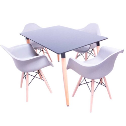 Mesa Eames Rectangular Con 4 Sillas Eames Brazos Vintage