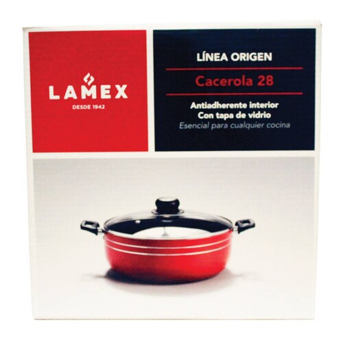 Cacerola De 28 Cm Con Antiadherente Con Tapa Lamex 6672-9