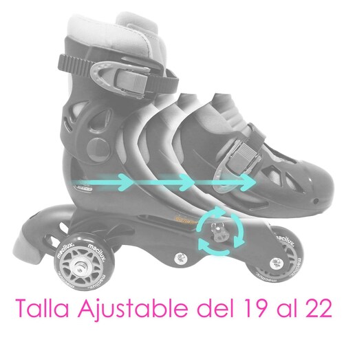 Patines 3 Ruedas Ajustables 19 A 22 Negro Azul