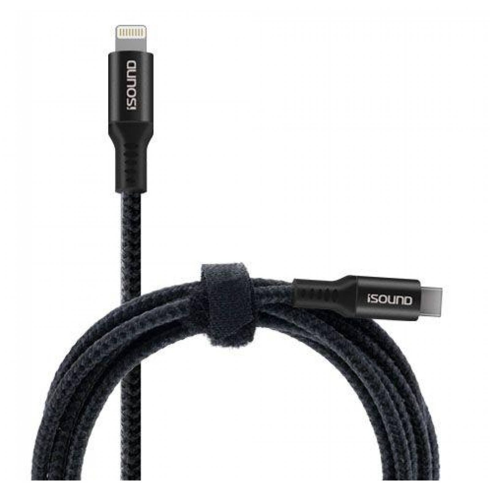 Cable Lightning a USB-C modelo Durapower color Negro iSound
