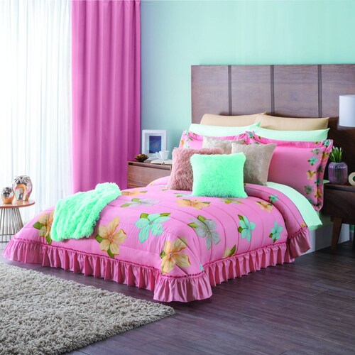 Colcha Sandy Rosa Matrimonial C/Funda Colchas Concord