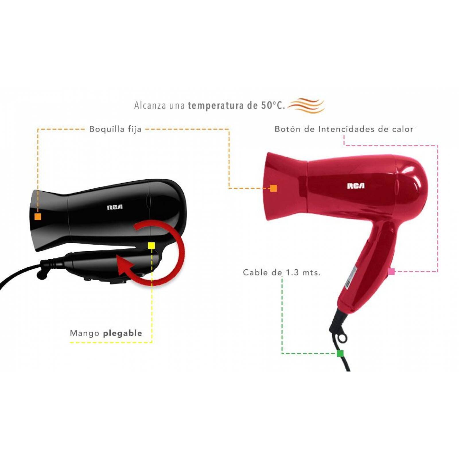 Secadora de cabello rca compacta ultra ligera viaje - Sears