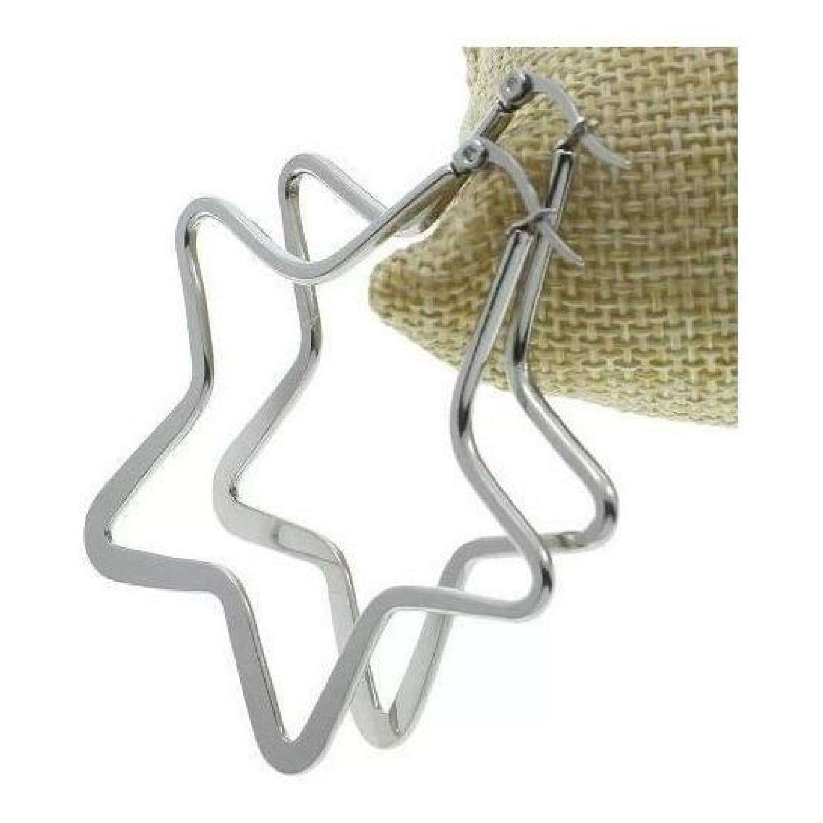 Arracadas De Estrella Acero Quirurgico Plateado