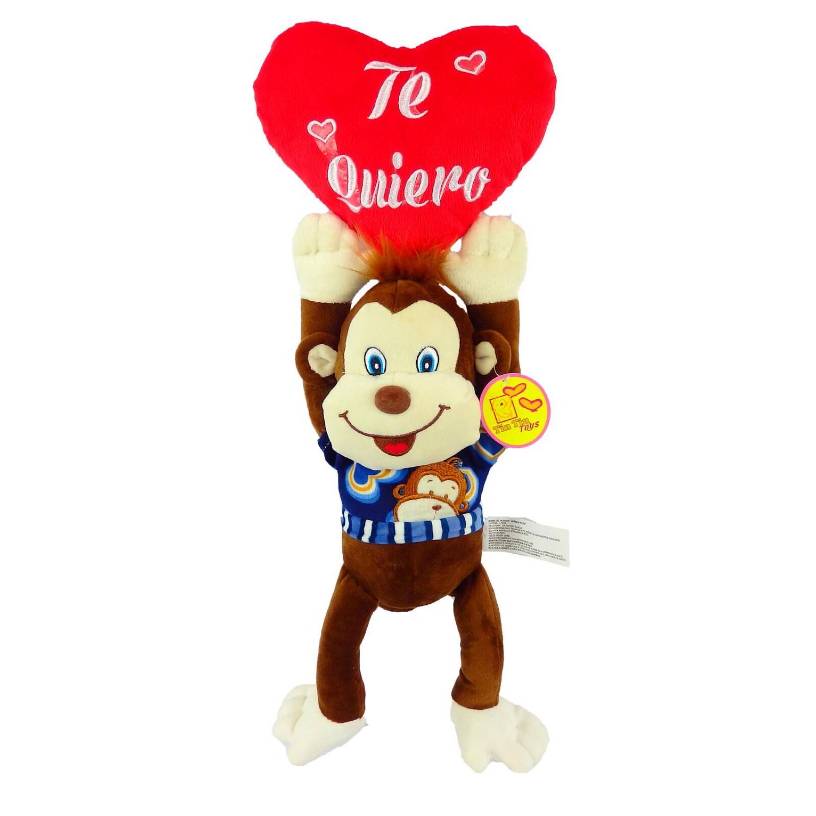 Peluche Chango Grande San Valentín 14 Febrero 43 cm - Azul