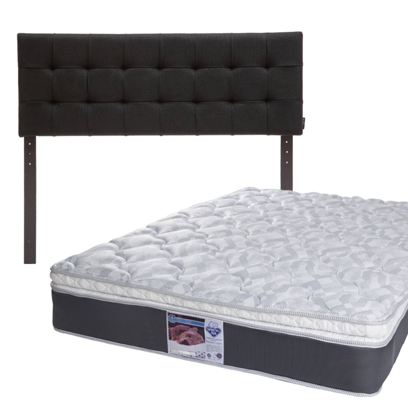 Colchón Matrimonial Spring Air Marte con Cabecera Dicasa Catania Negro