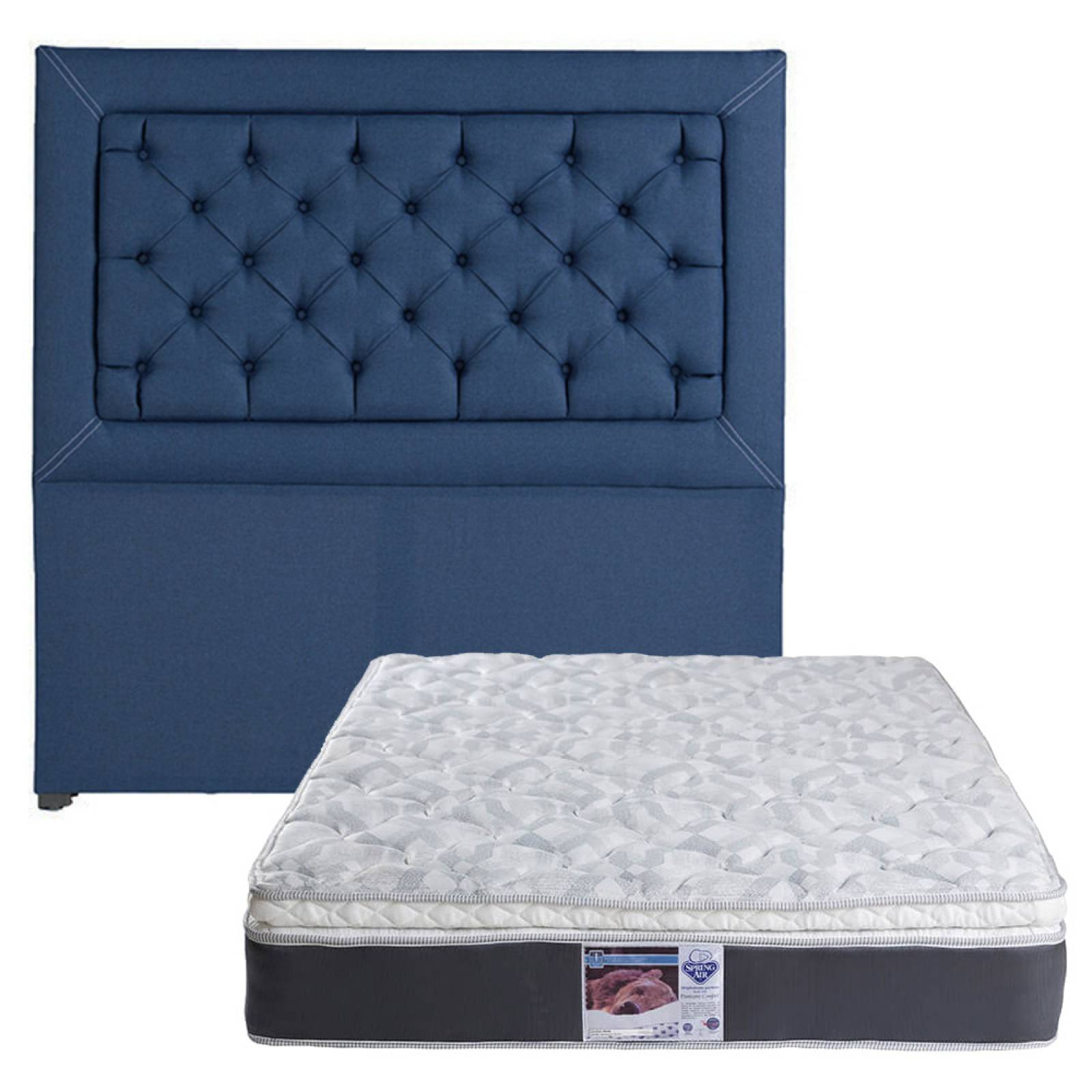 Colchón Queen Size Spring Air Marte Con Cabecera Dicasa Mary Azul