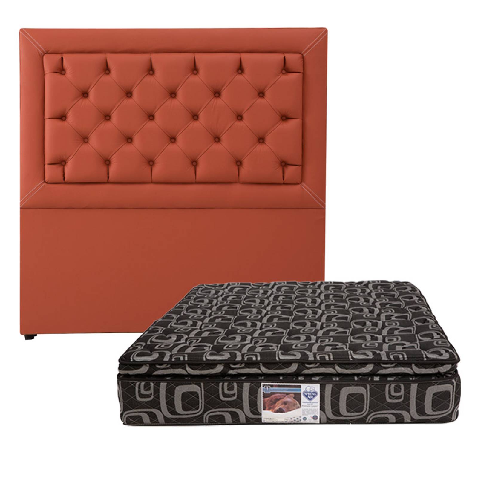 Colchon Matrimonial Spring Air Morgan con Cabecera Monet Ladrillo