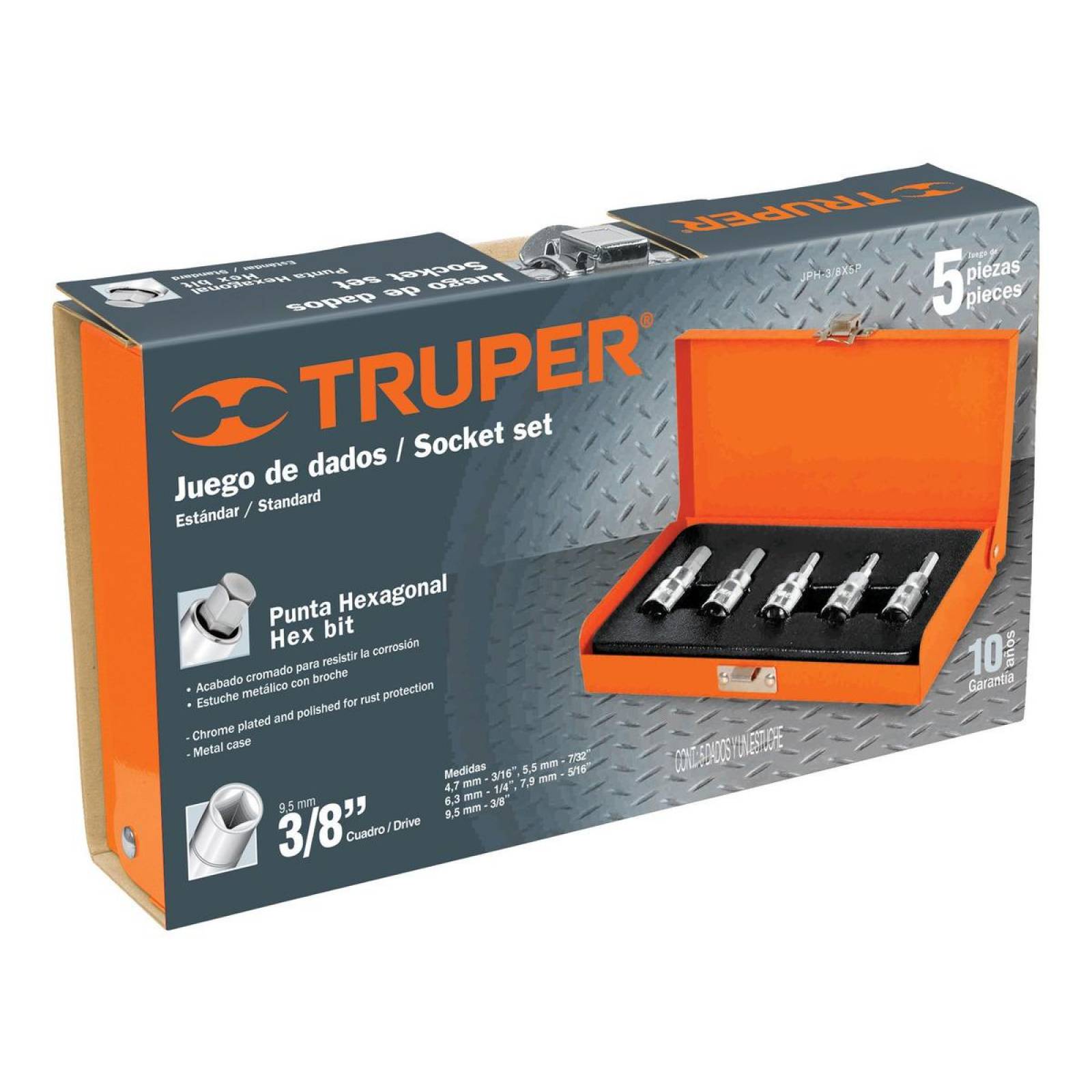 Juego de dados punta hexagonal cuadro 3/8 5 piezas - Sears