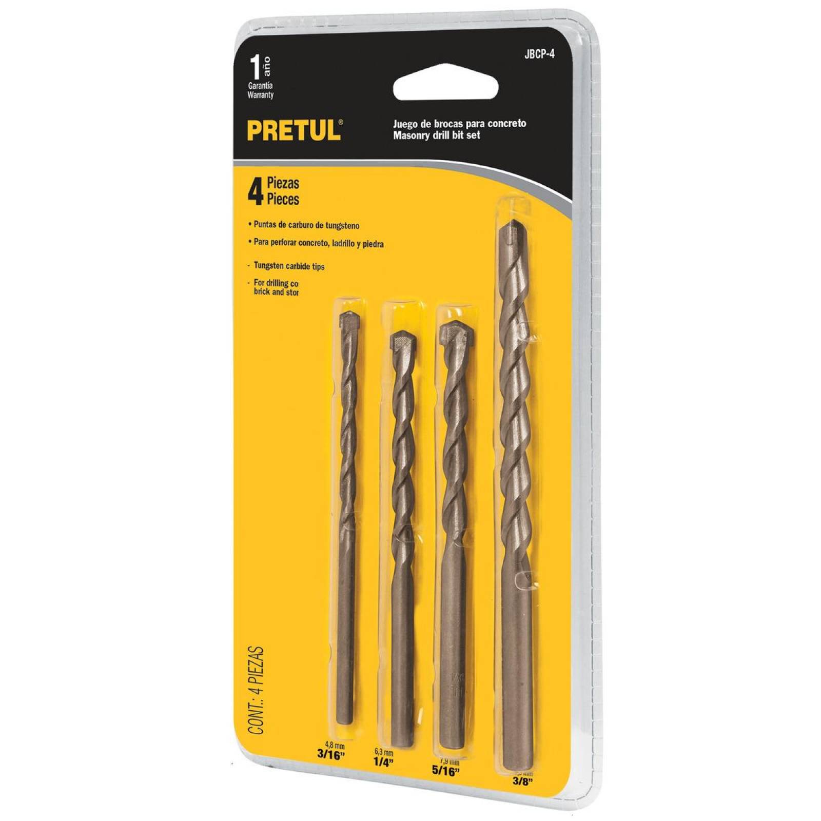 Juego De Brocas Para Concreto 4 Piezas Pretul