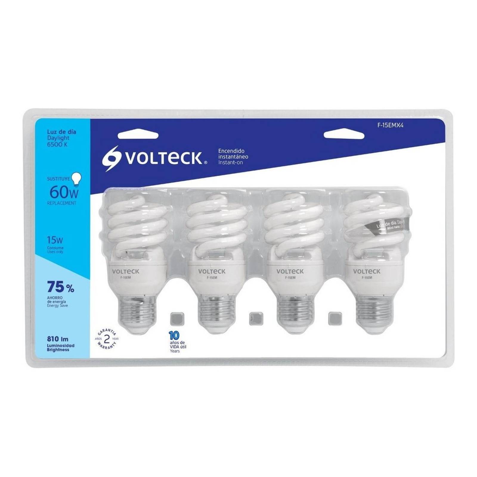 Foco 15 W Espiral Mini T2 En Caja 4 Piezas Volteck
