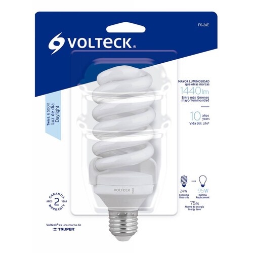 Foco Luz Suave 24 W Espiral T4 Volteck