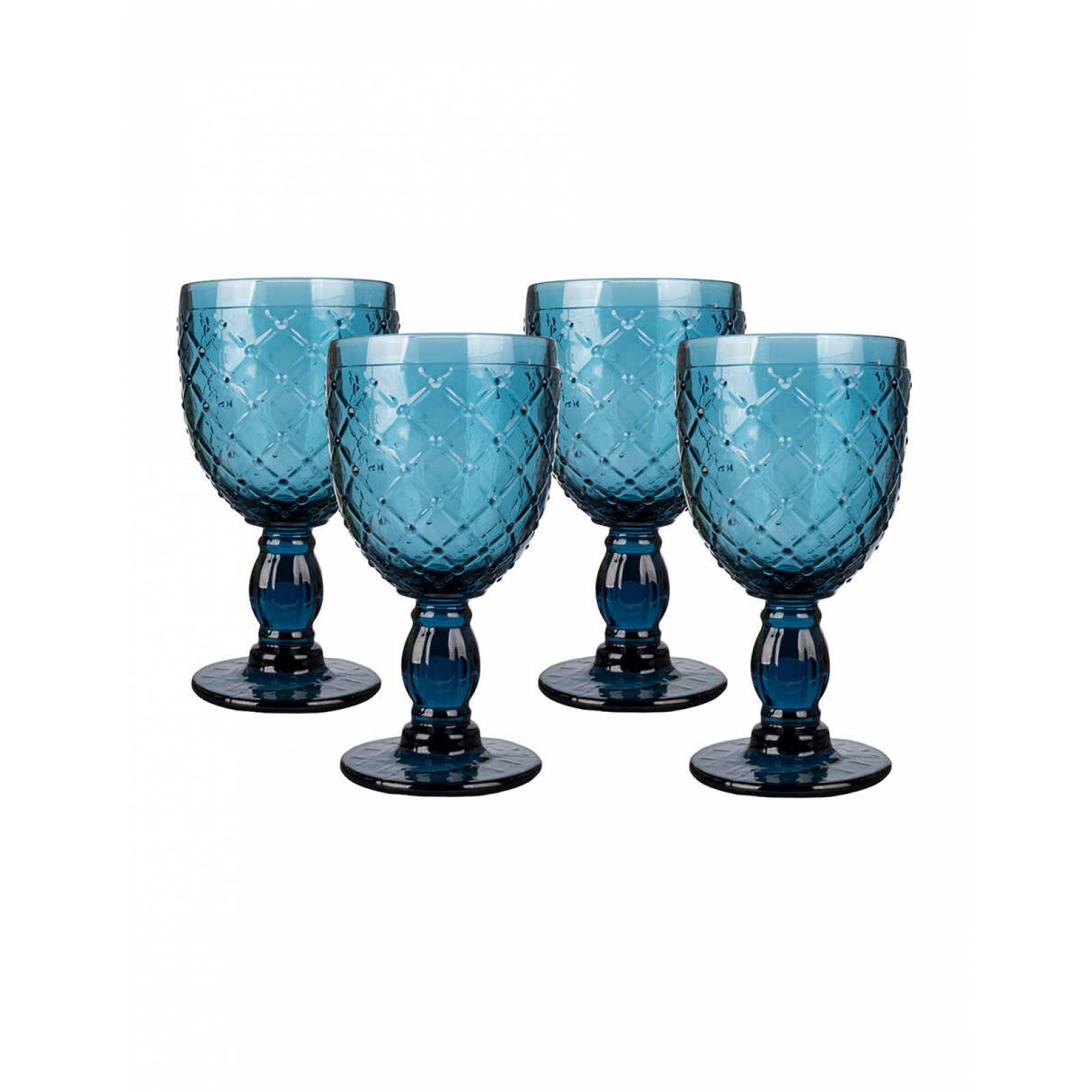 Love & Lemons Copas De Cristal Knitted Azul Set De 4 Piezas 315 ml