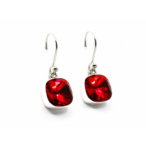 Aretes Rojos de Plata .925 Joyería Zvezda