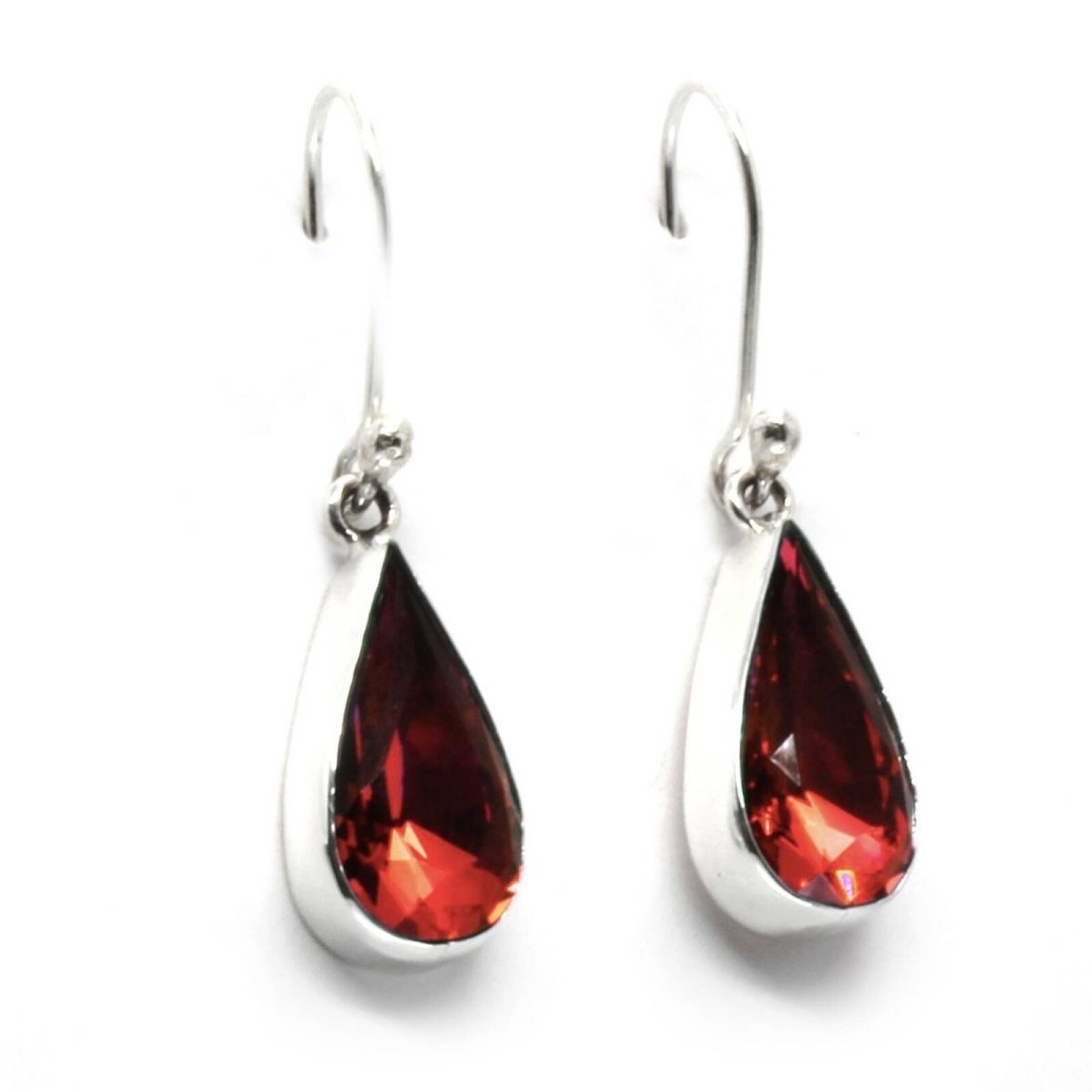 Aretes Rojos de Plata .925 Joyería Zvezda