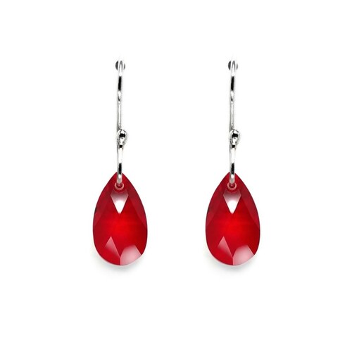 Aretes Rojos de Plata .925 Joyería Zvezda