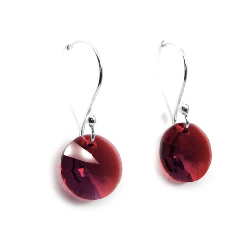 Aretes Rojos de Plata .925 Joyería Zvezda