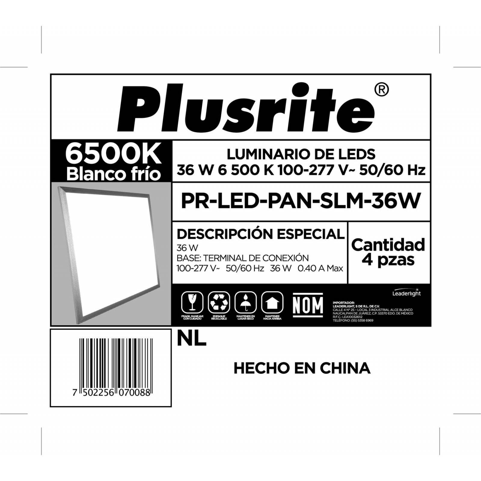 4 uni. panel plusrite led slim 36w 60x60 cm 6500k - Sears