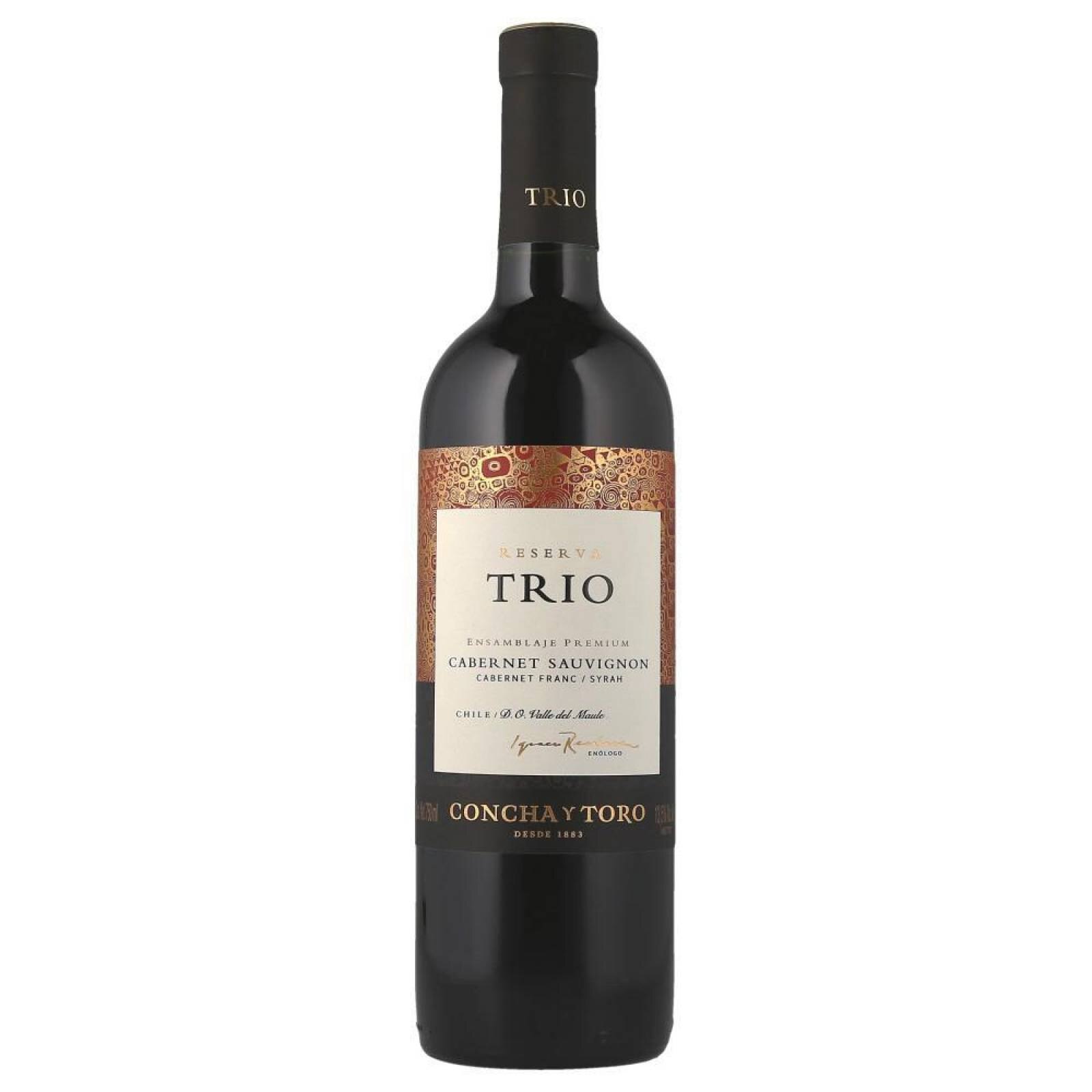 Caja de 12 Vino Tinto Trio Merlot Carmenere Syrah 750 ml