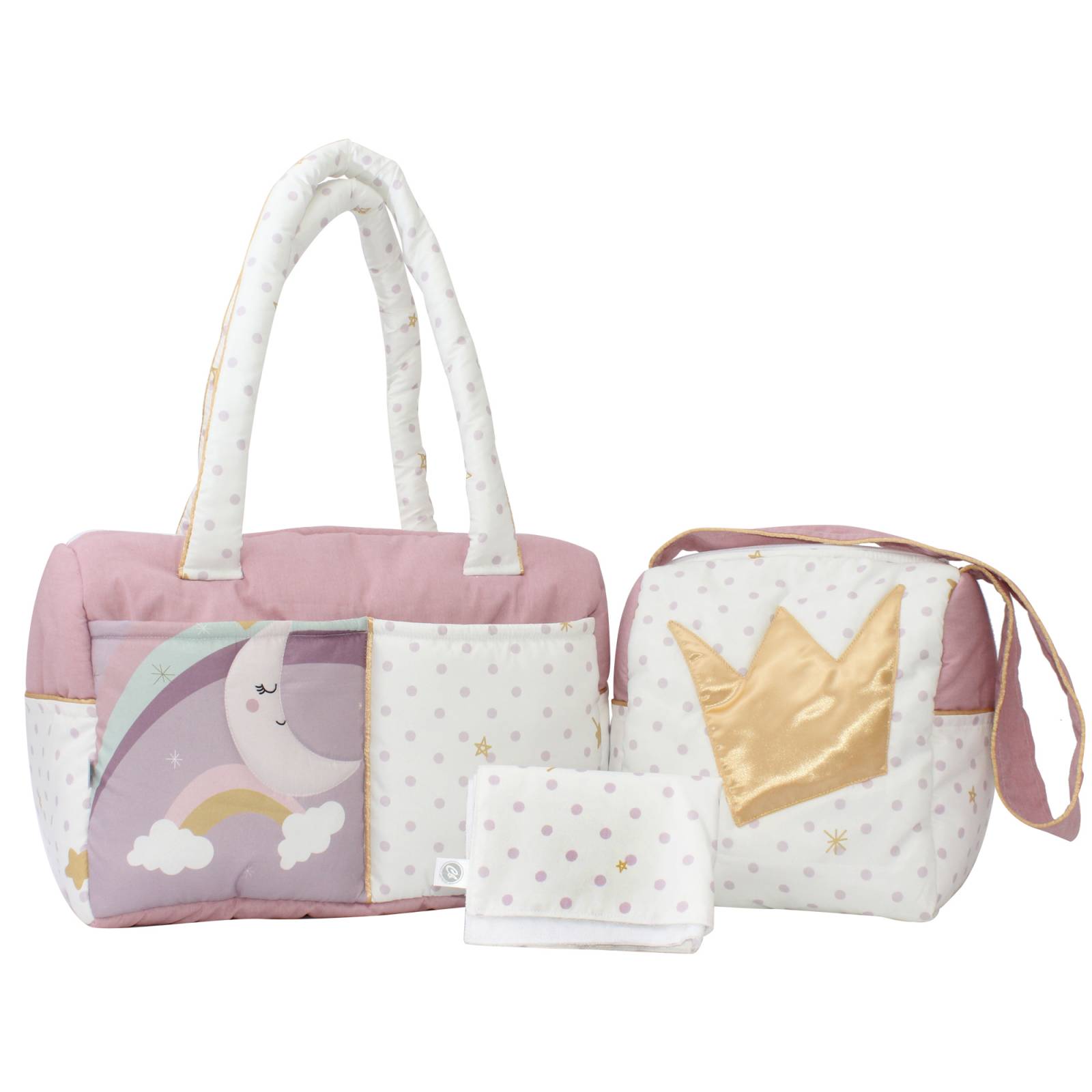Pañalera Cary Princesa Luna Kit 3 Piezas Impermeable y Espaciosa, Lila