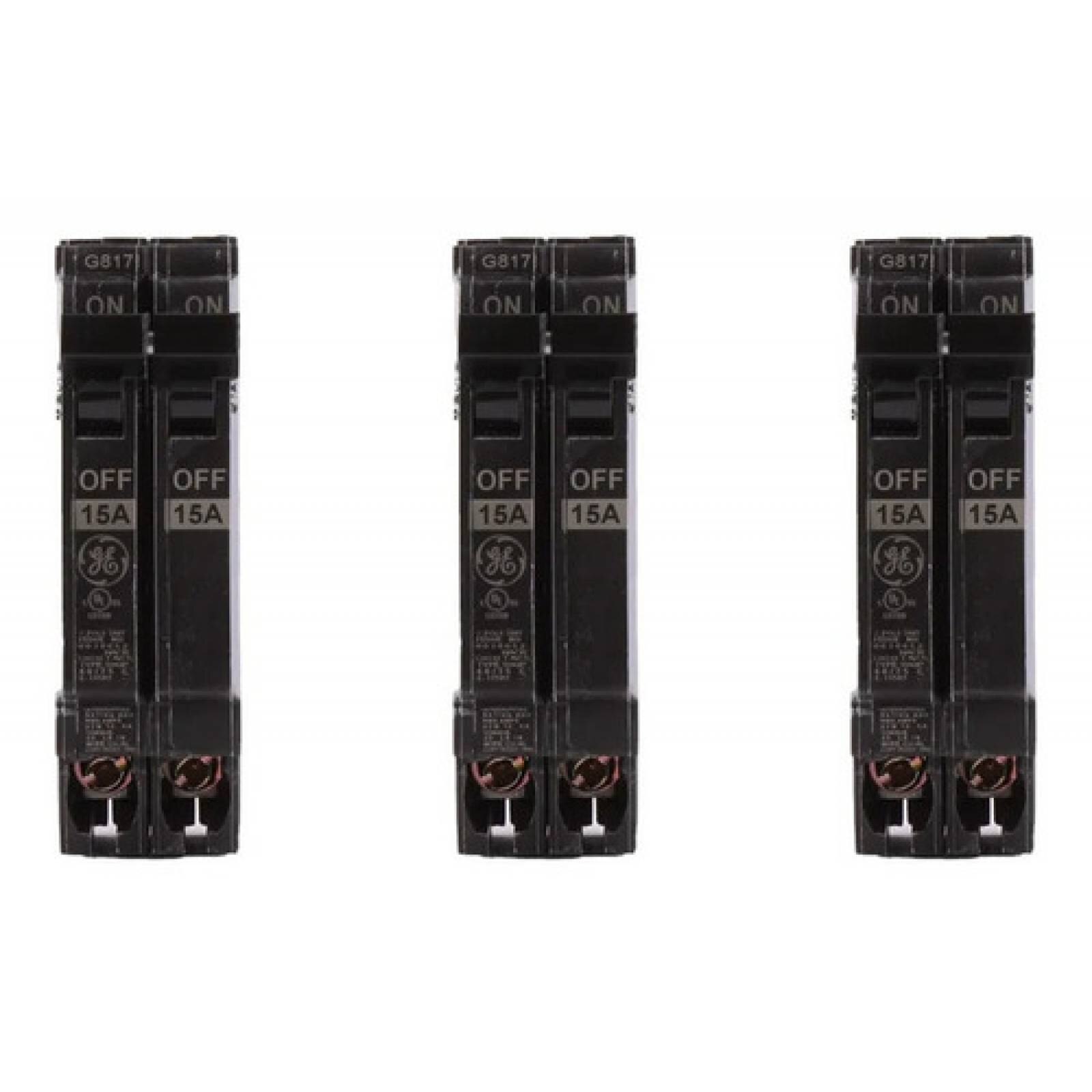 3 X GE THQP215 INTERRUPTOR T ENCHUFABLE 2P 15A 120