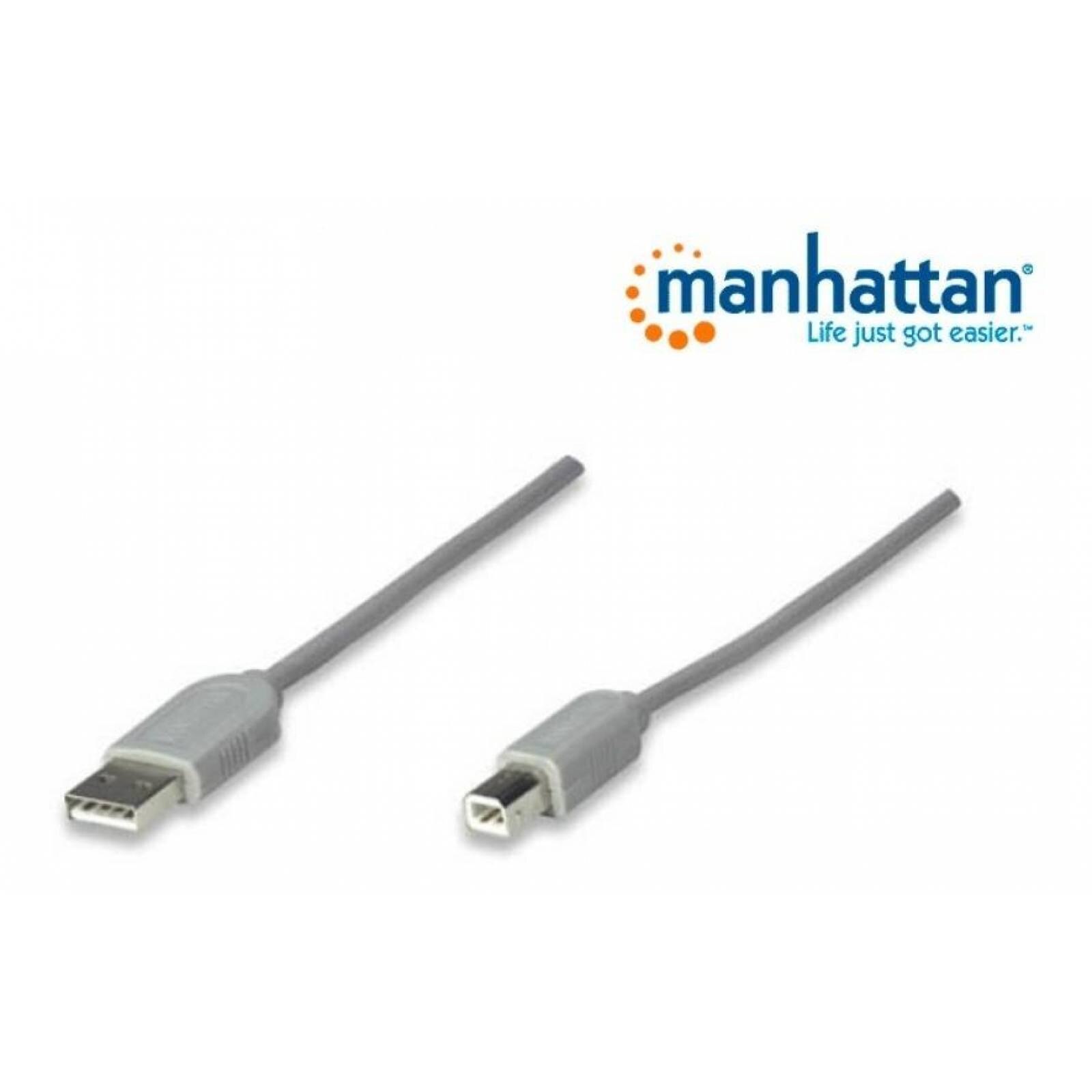 Cable Usb Manhattan A-b 3.0m Gris 317863