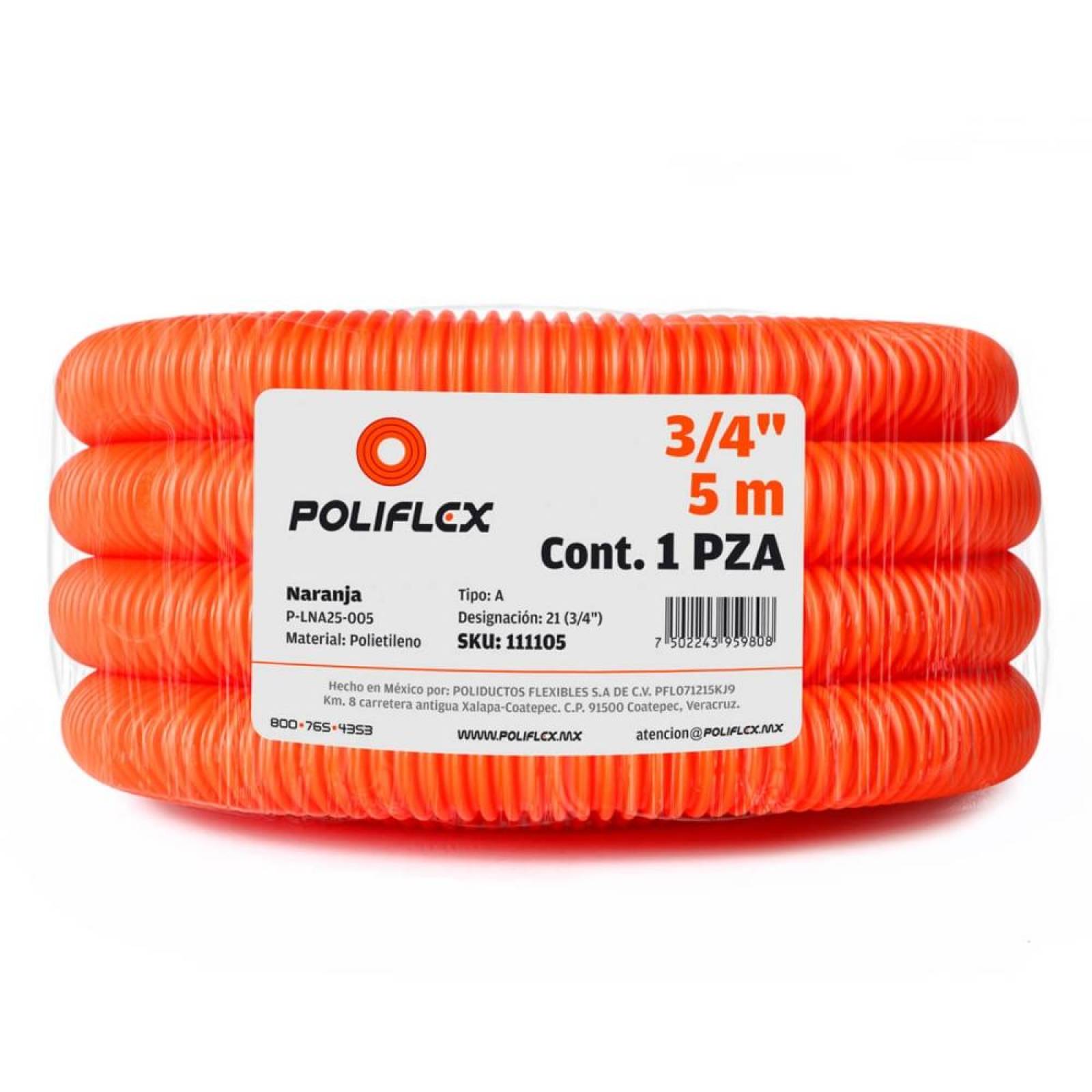Poliflex 3/4 Pulgadas 5 M Naranja