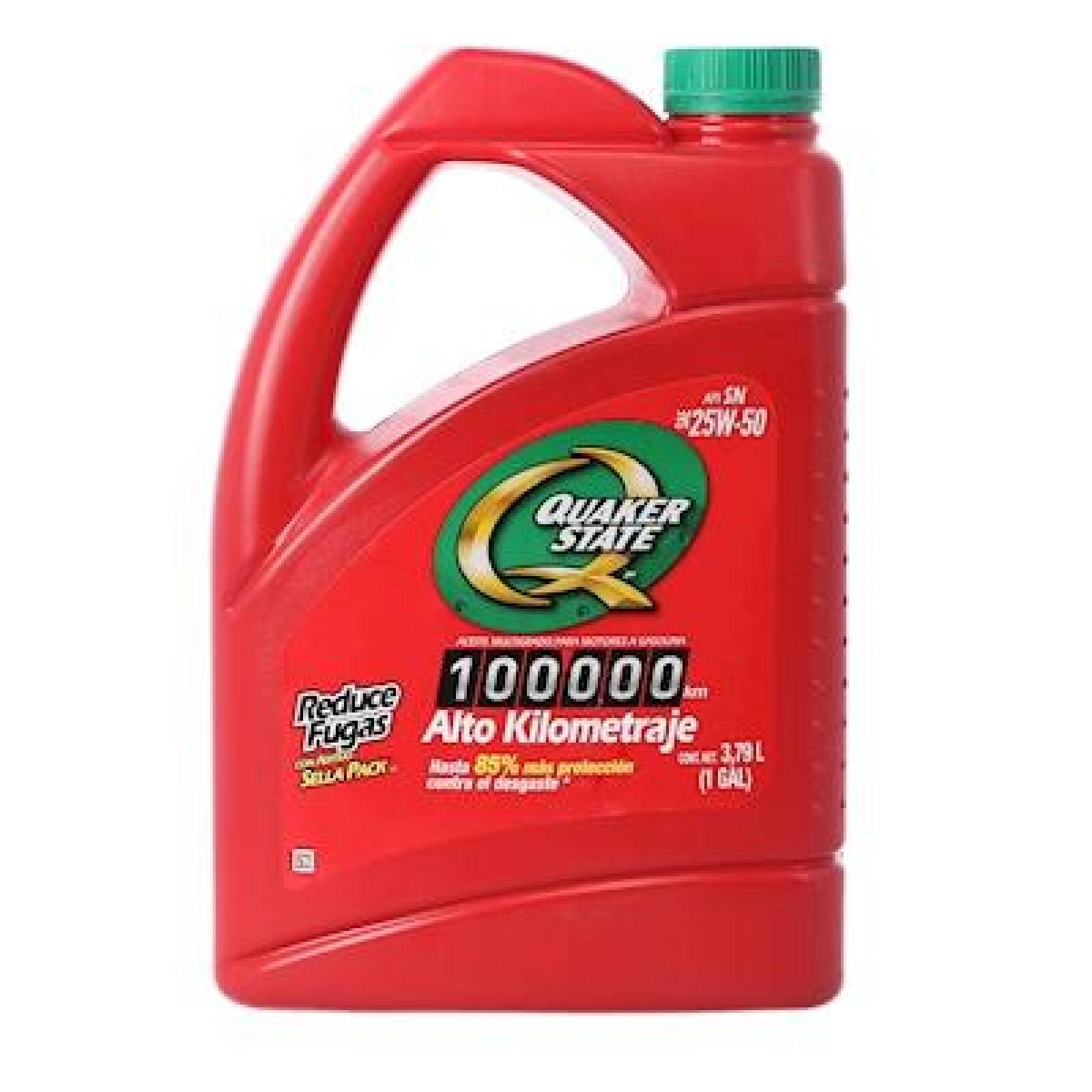 ACEITE MULTIGRADO DE ALTO KILOMETRAJE 3.79 L ROJO QUAKER STATE