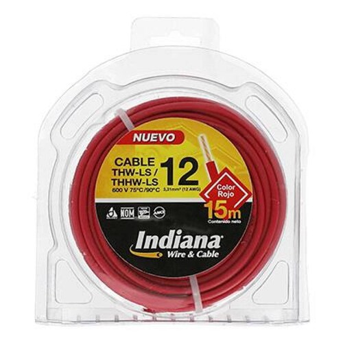 CABLE THW-LS CALIBRE 12 ROJO ROLLO DE 15 M INDIANA