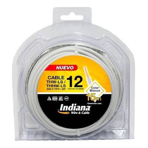 CABLE THW-LS CALIBRE 12 BLANCO ROLLO DE 15 M INDIANA