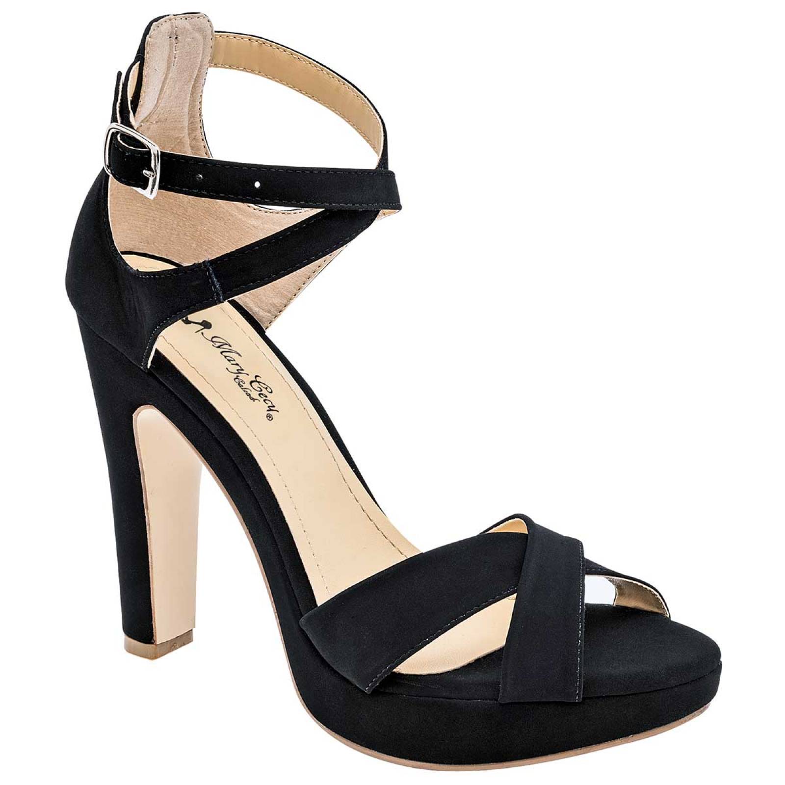 MARY CECY ZAPATILLA SEMI-ABIERTA NEGRO DE TERCIOPELO CON TIRILLAS ...