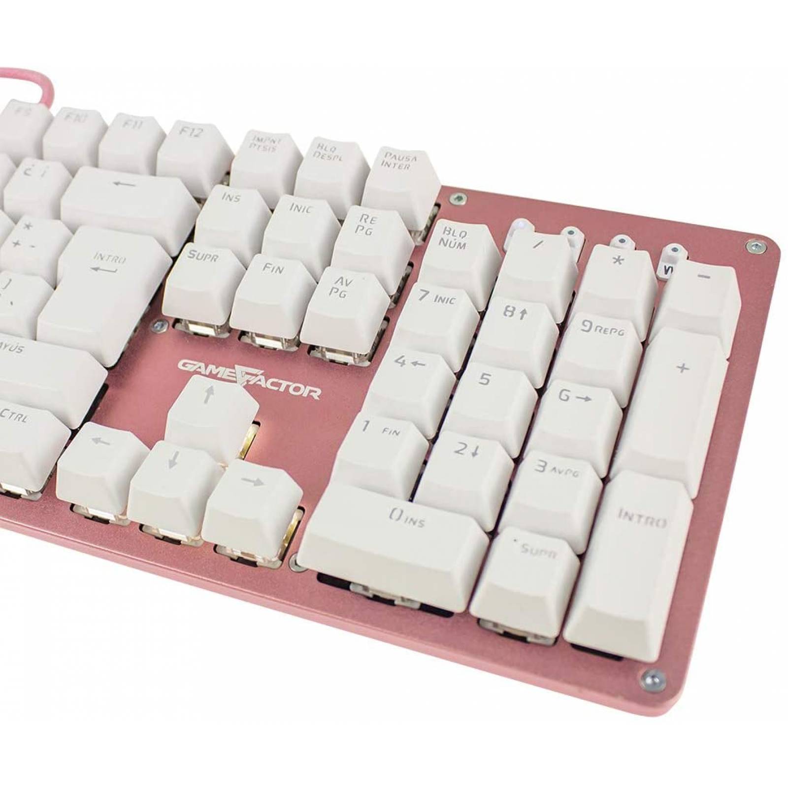Teclado mecanico game factor retroiluminado/swt red/usb/rosa kbg400 - Sears