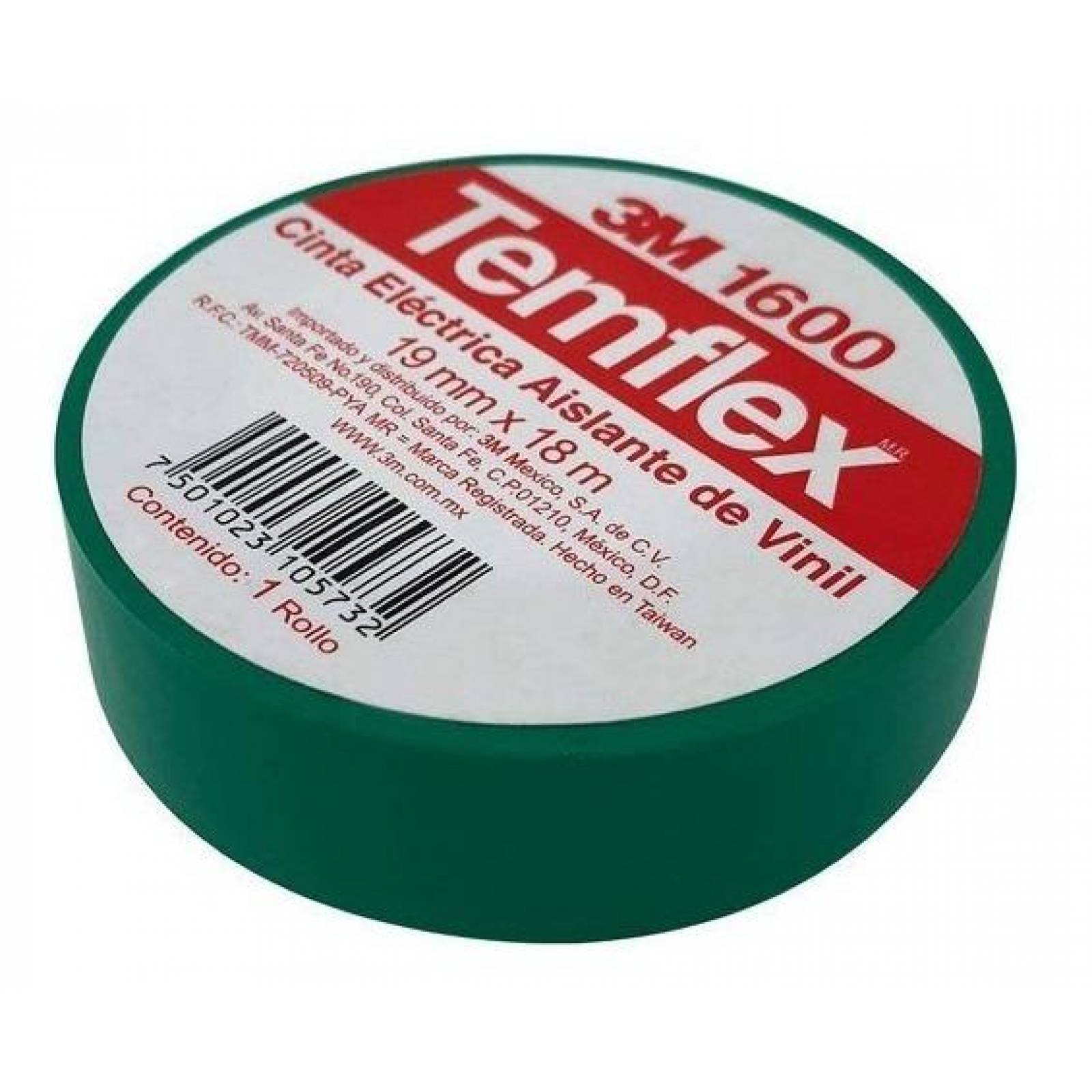Cinta aislante verde 19mm x 18 m 3m temflex 15v y 15r - Sears