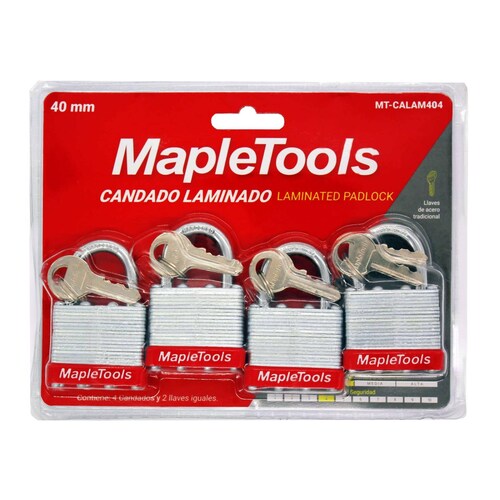 Juego De 4 Candados Laminados 40 Mm Maple Tools
